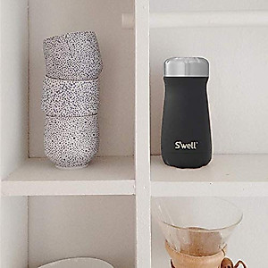 S'well Stainless Steel Traveler-12 Fl Oz-Onyx-Triple-Layered Vacuum-Insulated Containers Keeps Drinks Cold for 21 Hours and Hot for 9-with No Condensation-BPA Free Water Bottle, 1 Count (Pack of 1)