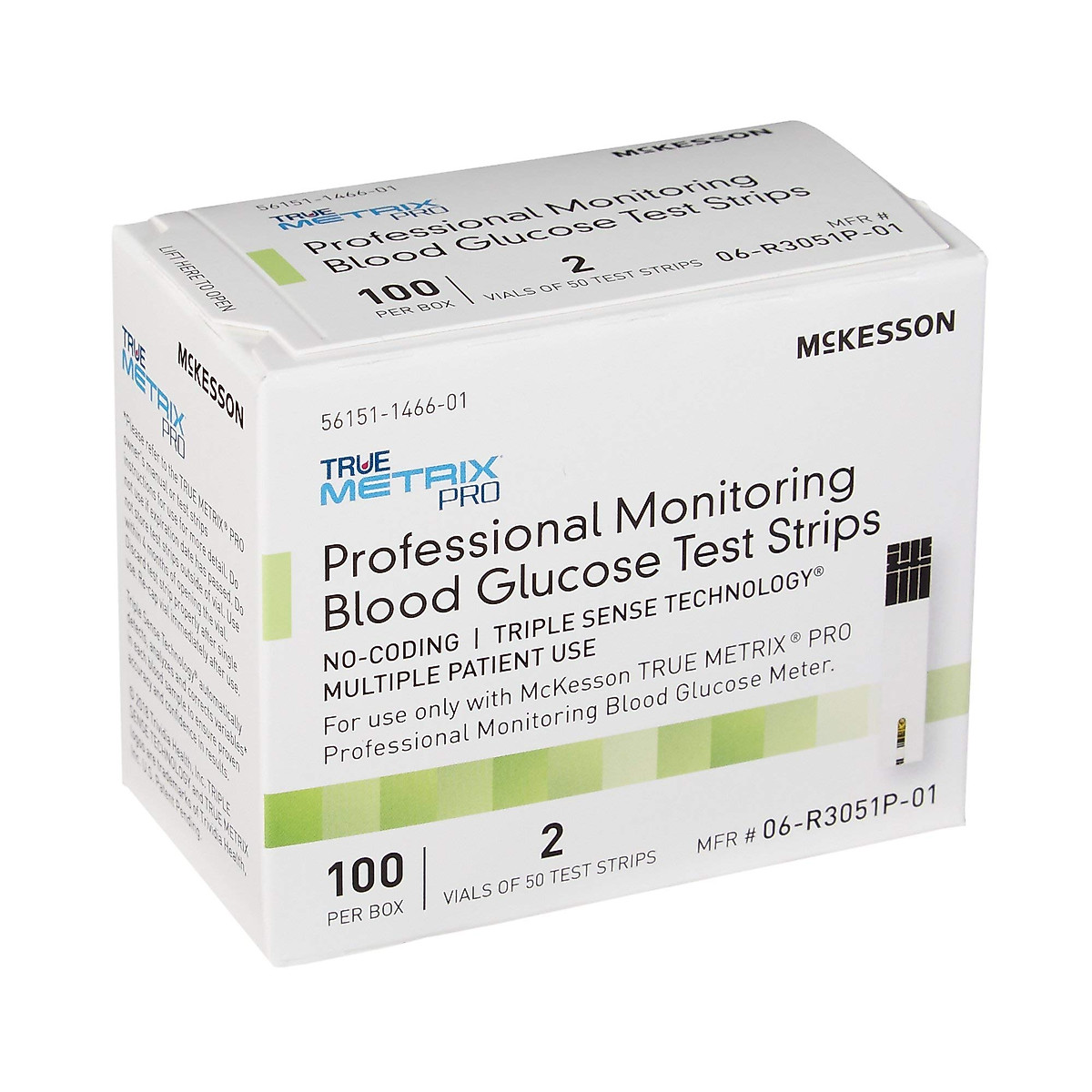 McKesson TRUE METRIX PRO Professional Monitoring Blood Glucose Test Strips - No Coding, Triple Sense Technology, Multiple Patient Use - Vials of Strips, 100 Strips, 1 Pack