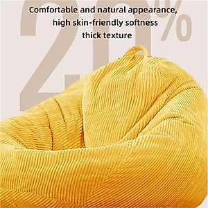 DAUTAI Soft Corduroy Stuffable Bean Bag, Fluffy Lazy Sofa for Adult Teen, High Skin-Friendly Softness Thick Texture, Pets Dogs/Cats Room Furniture (No Filler),Yellow,XL