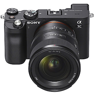 Sony a7C Mirrorless Full Frame Camera Body with Sony FE 20mm F1.8 G Lens SEL20F18G Black ILCE7C/B Bundle with Deco Gear Photography Backpack Case, Software and Accessories