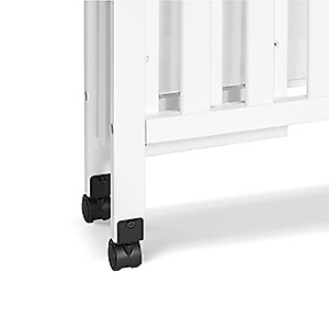 DaVinci Dylan Folding Portable 3-in-1 Convertible Mini Crib and Twin Bed in White, Greenguard Gold Certified