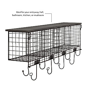 Linon AHWE12381 Lanette 4-Cubby Wall Shelf, 13" x 30" x 6.5", Black