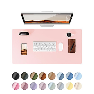 YSAGi Leather Desk Protector, Office Mat, Large Mouse Mat, Non-Slip PU Leather Blotter, Laptop Pad, Waterproof Writing Pad for Office and Home (Light Pink, 23.6" x 13.8")