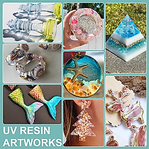 Deeteck UV Resin Kit with Light for Beginners-400g Highly Crystal Clear Hard Epoxy Resin Supplies with 200pcs Making Kit and UV Lamp, Silicone Molds for DIY Arts and Crafts, Fast Curing for Making