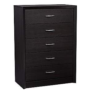 CorLiving Newport 5 Drawer Tall Dresser in Black