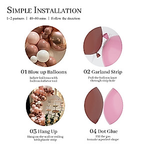 Pateeha Dusty Pink Balloon Arch Garland Kit 135 Pcs Dusty Rose Gold Balloon Garland Double Stuffed Baby Pink White Balloons for Birthday Baby Shower Mothers Day Decorations