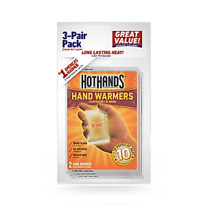 HotHands Hand Warmers - Long Lasting Safe Natural Odorless Air Activated Warmers - Up to 10 Hours of Heat - 3 Pair