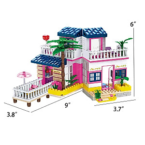 DEFICOSY Girls House Building Sets Seaside Villa Building Blocks Toys with Flowers, Trees and Plants, Friends Beach Hut Building Kit for Kids and Girls Aged 6 and up 360 Pieces