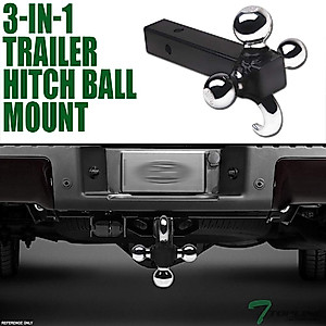 Universal 3-in-1 Rear Bumper Trailer Tow Hitch Loaded Tri-Ball Mount with Pin & Clip Kit Compatible with 2" x 2" Towing Receiver Tube