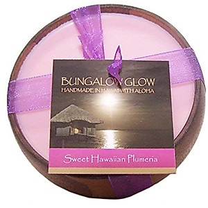 Bungalow Glow, Candle Sweet Hawaiian Plumeria Wood 6 Ounce