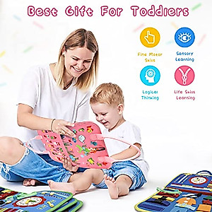 BESFAN Busy Book for Toddlers 1-3, Montessori Toys Busy Board Educational Sensory Learning Toys with Life Skills Travel Toys for Toddlers 1-3 for Road Trip Plane Car