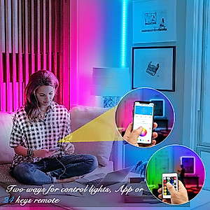 DAYBETTER Led Strip Lights 100ft (2 Rolls of 50ft) Smart Light Strips with App Control Remote, 5050 RGB Led Lights for Bedroom, Music Sync Color Changing Lights for Room Party