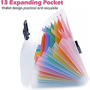 3 Pack Accordion File Organizer with 13 Pocket, Expandable Portable Folder, A6 Plastic Wallet for Cards, Coupons, Receipt, Tax Item, Vouchers, Busines