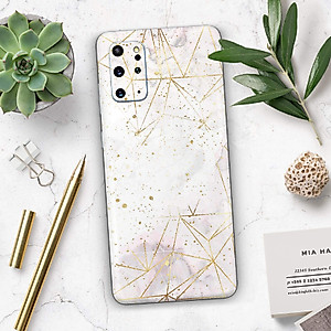 DesignSkinz Karamfila Watercolor & Gold V5 Protective Vinyl Decal Wrap Skin Cover Compatible with The Samsung Galaxy S20 (Screen Trim & Back Glass Skin)