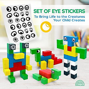 LITTLE PIPS TOYS 50PCS Magnetic Blocks for Kids [Ages 3–6] – 3D Magnetic Building Blocks Set with Child-Safe Magnetic Cubes & Eye Stickers – STEM Magnetic Toys for Critical Thinking, Motor Skills