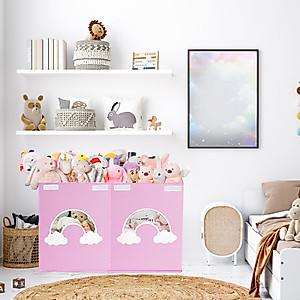 Large Toy Box Chest,Collapsible Sturdy Storage Bins with Lids,Large Kids Toy Storage Organizer Boxes Baskets for Kids,Boys,Girls,Toddler,Nursery Room,Playroom(Pink Cloud)