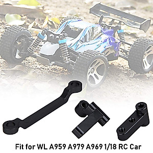 Woyisisi RC Steering Assembly, Aluminum Alloy Steering Assembly Kit Accessory Fit for WL A959 A979 A969 1/18 RC Car(Black)