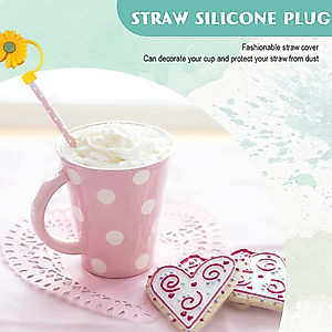 Silicone Straw Tips Cover for 8mm Drinking Straws,6 Pcs Reusable Straw Covers Cap,Lovely Fruit Straw Plug Dust-Proof Caps Straw Tips Lids Home Kitchen Use（6pcs-Style B)