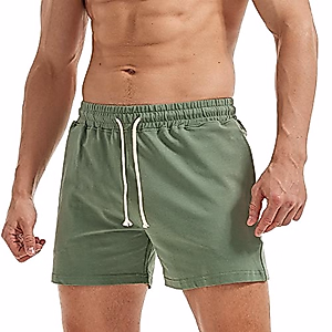 AIMPACT Mens Gym Sweat Shorts 5 inch Athletic Workout Shorts with Pockets (Green M)