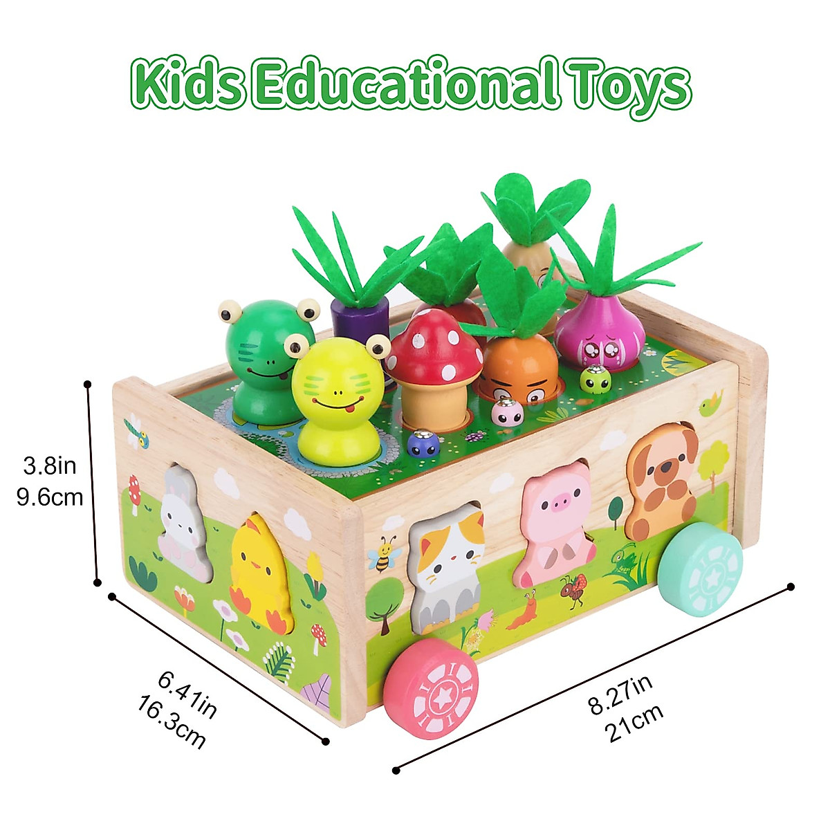 KMTJT Montessori Wooden Toddler Toys for 1 2 3 Years Old Boys Girls, Shape Sorting Toys First Birthday Gifts for 1-2 Years, Wood Animal Farm Car Preschool Educational Fine Motor Skills Toy