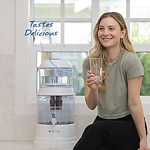 Santevia Gravity Water System Filter | at Home Water Filter That Makes Water Alkaline and Adds Minerals | Chlorine and Fluoride Filter (Countertop Model)