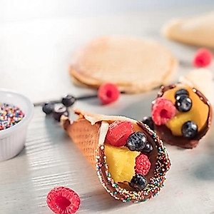 Mini Waffle Ice Cream Cone Maker - Bake 4 Homemade Mini Cones at Once, Includes Shaper Roller - Make Fun Bite Sized Entertaining Desserts for Summer Parties, Special Occasions and Gift Giving Treats