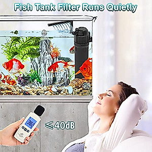U-V Fish Tank Filter, 5 in 1 Aquarium Filter Media Submersible Internal Filter Adjustable Water Outlet Direction Canister Pump 5-20 Gallon Filters for Aquarium Tank, Fish Tank, Turtle Tank, 96 GPH