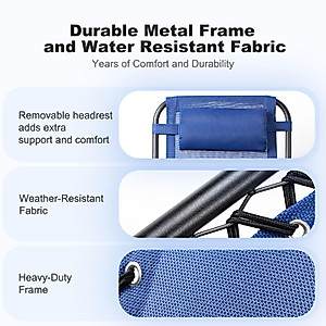 Nazhura Set of 2 Relaxing Recliners Patio Chairs Adjustable Steel Mesh Zero Gravity Lounge Chair Recliners with Pillow and Cup Holder (Blue)