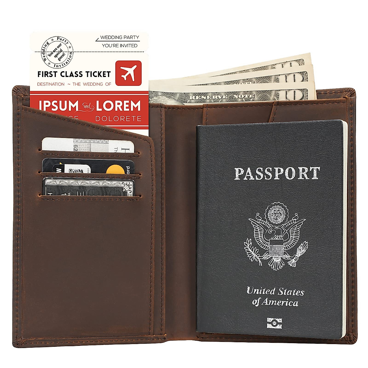 Polare Functional RFID Blocking Leather Passport Holder Travel Bifold Wallet For Men(Dark Brown)