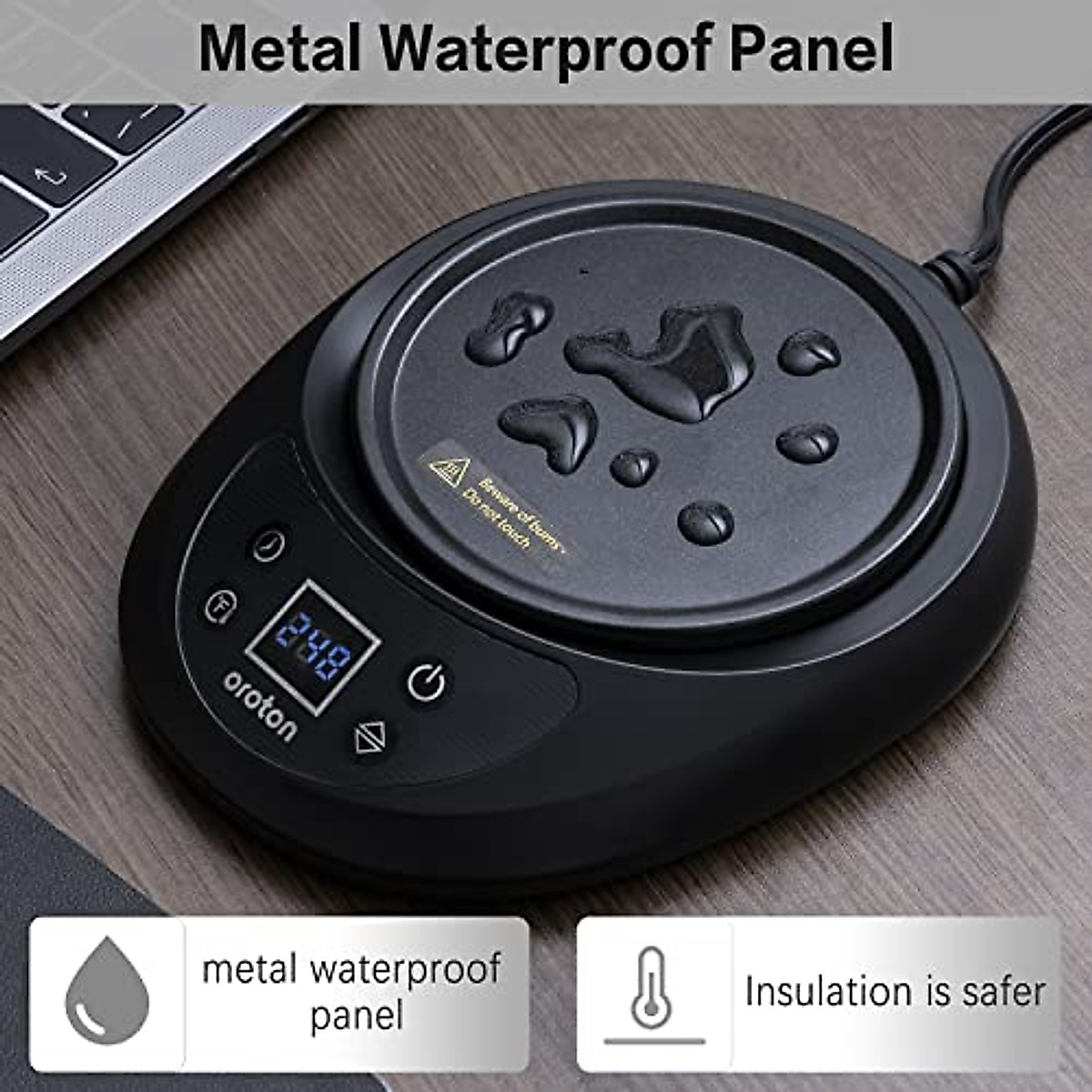 Oroton Coffee Mug Warmer&Cup for Office Desk Use,1-8 Hour Timer Settings,Electric Beverage Warmer with 8 Temperature Settings, Coffee Warmer Plate for Cocoa Tea Milk with Auto Shut Off