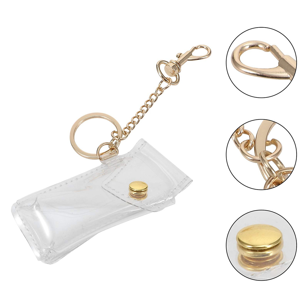 VALICLUD Clear Lipstick Keychain 2 pack keychain holder lip balm keychain holder keychain cap Keychain Clear