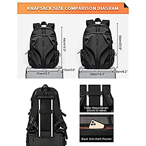 VGCUB Black Travel Laptop Backpack Airline Approved, Business Laptops Carry on Backpack with USB Charging Port,Waterproof College Bag Gifts for Men Women Fits 14 Inch Notebook,Small