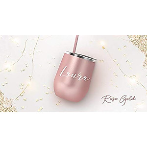 Personalized Stemless Wine Cup Tumbler Stainless Steel, Girls Trip Gift, Wedding Party Gifts, Bridesmaid Gift, Travel Wine Cup with Lid, Bachelorette Cups, Personalized Wine Glasses, Vinyl Decal