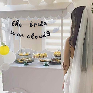 The Bride Is On Cloud 9 Banner - Bachelorette Party Decor,Silver Glitter Banner for Engagement Wedding Decorations,Bridal Shower Sign Party Engagement,Wedding Receptions Party Supplies(Black) (On