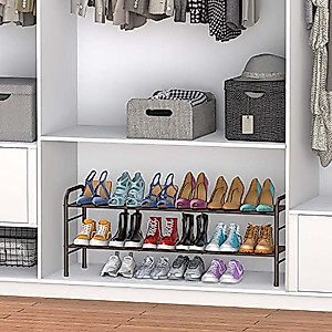 Dicasser 2-Tier Long Shoe Rack Organizer Extra Large Capacity for 18 Pairs,Bronze