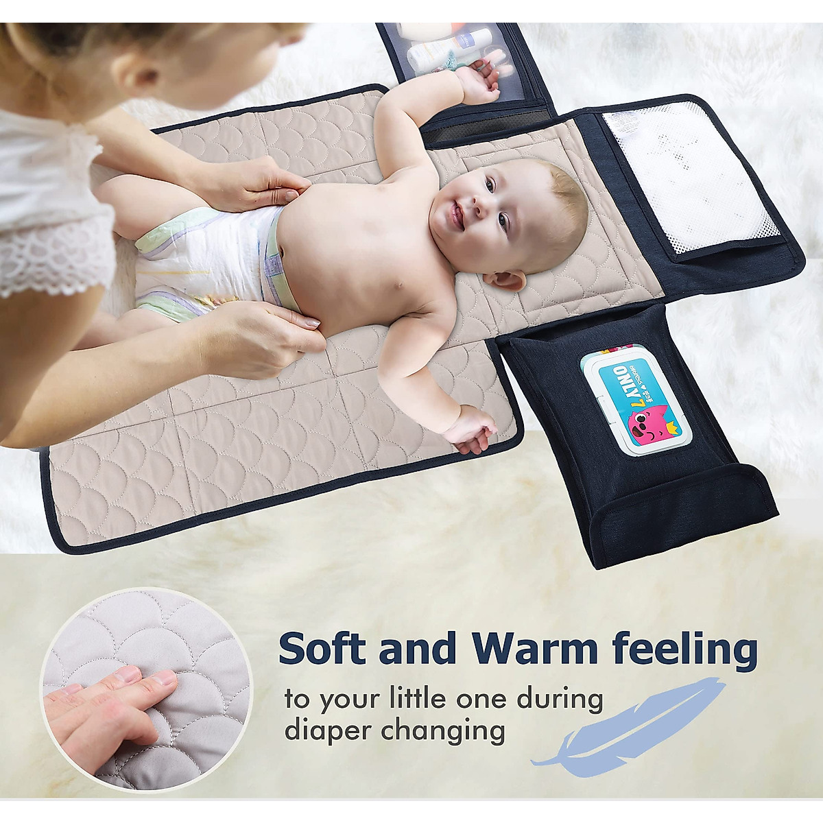 ORMAIE Ormaie Portable Diaper Changing Pad, Portable Changing Mat for Newborn Girl and Boy Navy