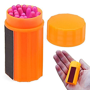 Windproof Waterproof Matches, 100 Pieces/Barrel Outdoor Stormproof Match Kit with Case, Portable Survival Matches, Emer-gency Fire Starter Matches Survival Tool for Outdoor Camping Hiking Fishing