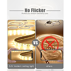 SJV Modern LED Ceiling Light: 27 Inch Flush Mount Ceiling Light Fixture 60W Memory Timer LED Dimmable Lamps with Remote for Living Dining Room Lighting Bedroom Home 3000K/ 4000K/ 6500K