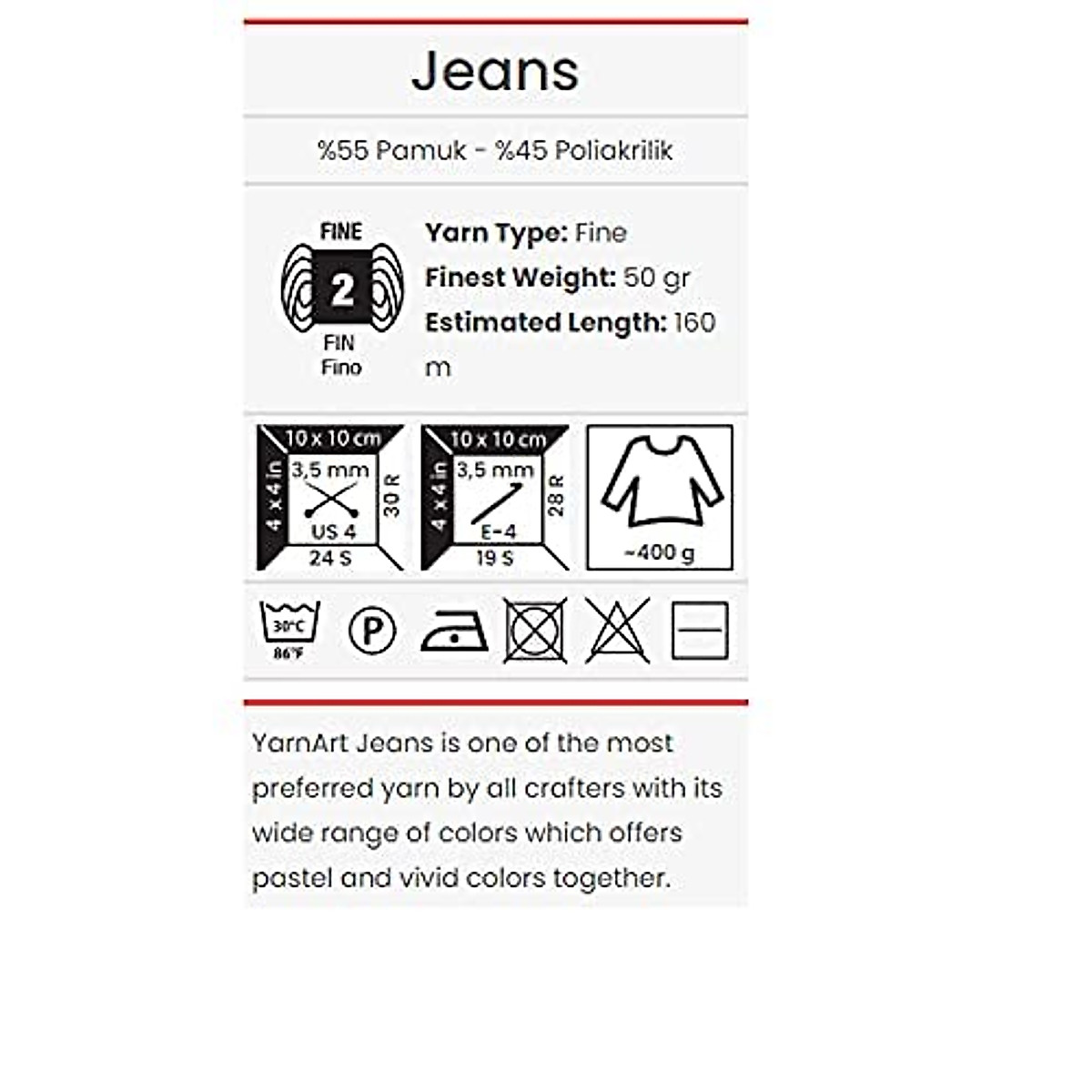 Yarn ArtYarnart Jeans Yarn, Amigurumi Cotton Yarn, Cotton Yarn Crocheting, Knitting Yarn, amigurumi Cotton Yarn, Turkish Yarn, 55% Cotton – 45% PAC (Poliacrylic) Color (47)