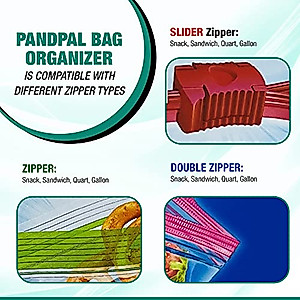 PandPal Food Storage Bag Holder, Compatible with Ziploc, Ziplock, Up & Up, Hefty, Glad, Kroger, Great Value & More, Food Bag Organizer Compatible with Gallon, Quart, Sandwich, Snack Bag Sizes, (2 Boxes)