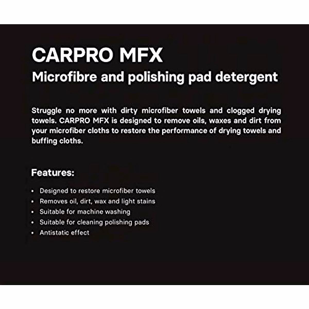 CARPRO MFX - Liter - Microfiber Detergent, Remove Oils, Waxes and Dirt from Your Microfiber Cloths to Restore Drying Towels and Buffing Cloths