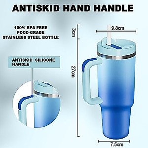 Dapperlin 40oz Stainless Steel Vacuum Insulated Tumbler with Lid and Straw for Water, Iced Tea or Coffee, Smoothie and More (Sky Blue)