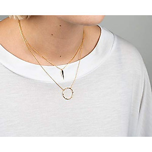 S.J JEWELRY Womens Handmade 14k Gold Plated/Rose Gold/Silver Plated Dainty Moon Cross and Circle Choker Necklace for womens NK-Circle