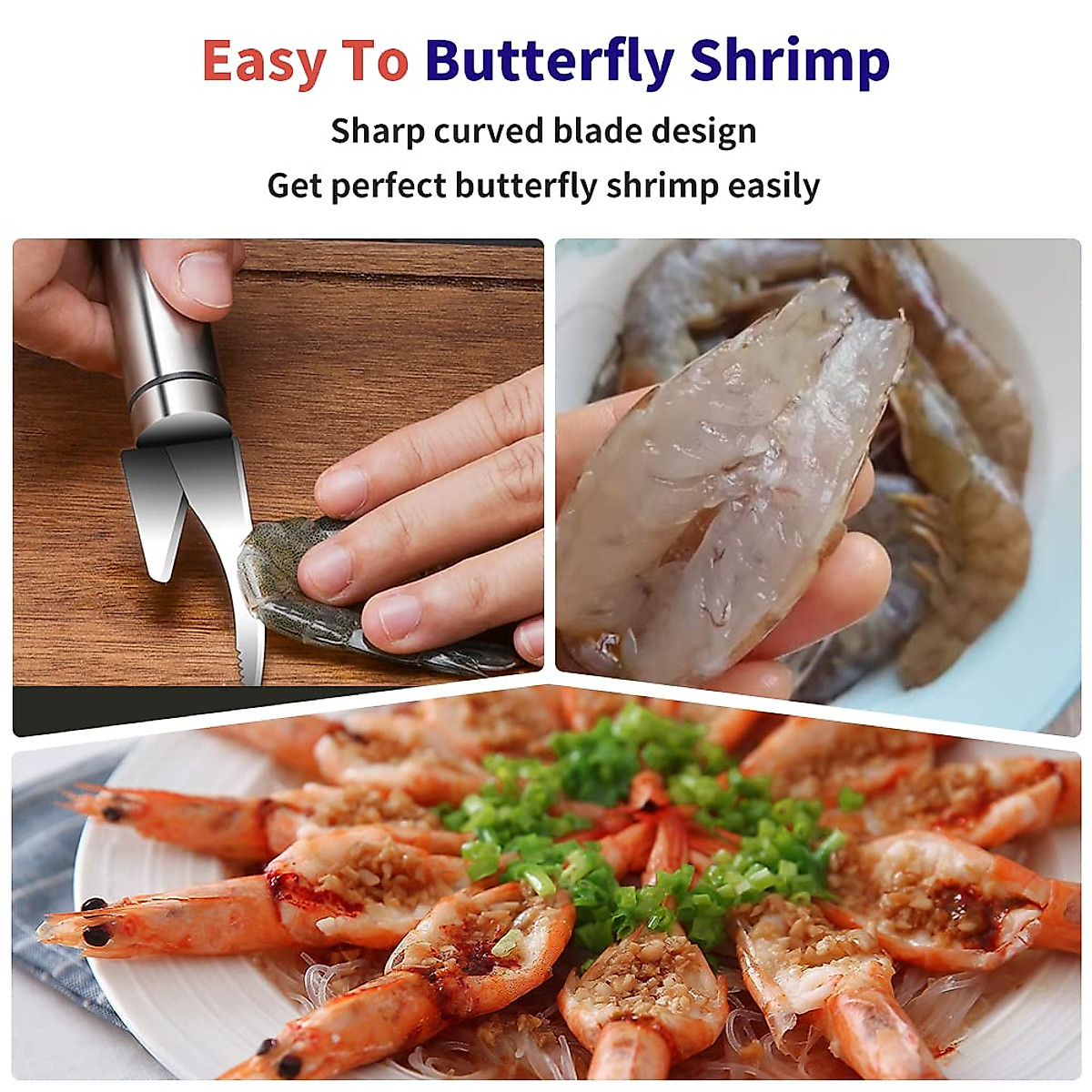 ADORAMBLING 3PC Shrimp Deveiner Tool Stainless Steel Shrimp Deveining Tool Efficient Shrimp Peeler and Deveiner Tool Portable Shrimp Cleaner Shrimp Knife for Easy Shrimp Deveining Shrimp Cleaning Tool