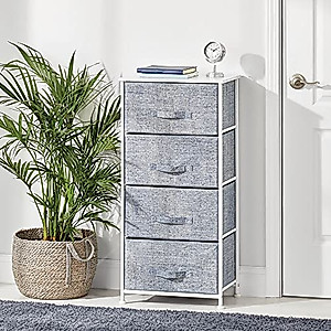 mDesign Tall Dresser Storage Tower Stand with 4 Removable Fabric Drawers - Steel Frame, Wood Top Organizer for Bedroom, Entryway, Closet - Jane Collection - Light Yellow/White