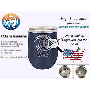 Your Name Text Engraved, Stainless Steel Tumbler, Customized cups, Double Insulated Mug Hot Cold Drink With Lid, Straw Option - 16 Different Colors (12 oz Wine, Personalize Name, Royal Blue)