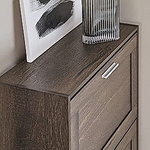 Haotian FSR137-BR, Brown 2 Drawers Shoe Cabinet Shoe Rack Shoe Storage Cupboard Organizer Unit