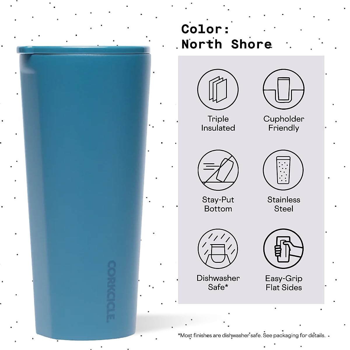 Corkcicle Classic Triple Insulated Coffee Mug with Lid, North Shore, 24 oz – Stainless Steel Travel Tumbler Keeps Beverages Cold 9+hrs, Hot 3hrs – Cupholder Friendly Travel Coffee Tumbler