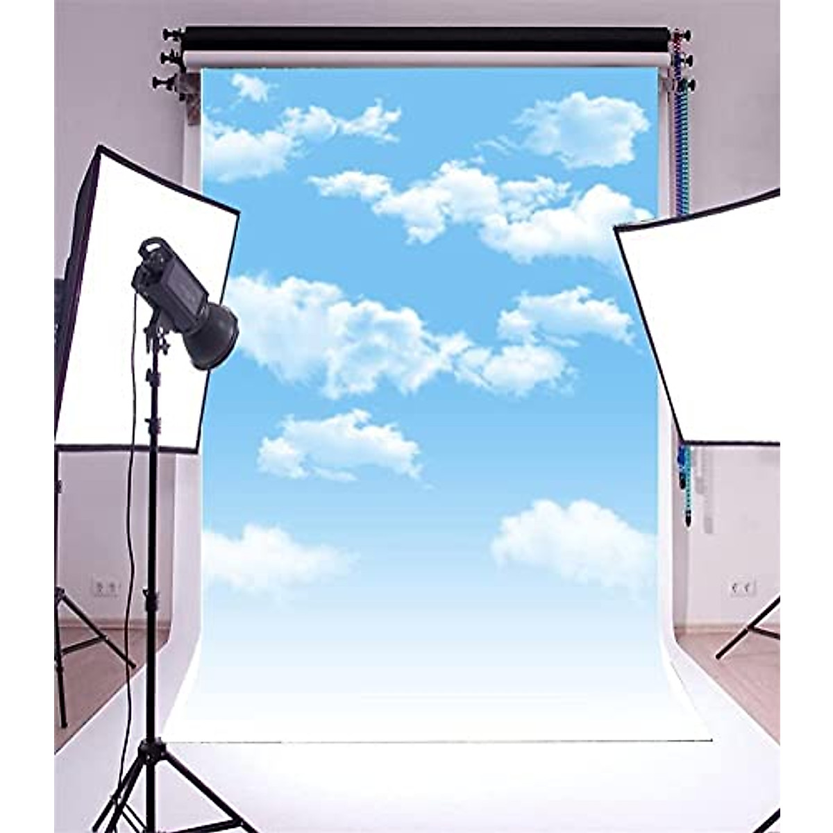 AOFOTO 3x5ft Blue Sky Backdrops White Clouds Photo Shoot Background Photography Studio Props Digital Video Drop Baby Infant Kid Newborn Toddler Artistic Portrait