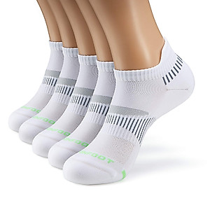 MONFOOT Women's and Men's 5 Pairs Pickleball Tennis Running Athletic Cushion Socks White Medium, multipack